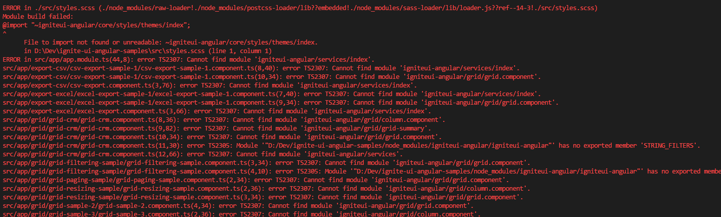 Multiple Errors Are Thrown When Using `npm Link` · Issue 394 · Igniteuiigniteui Angular