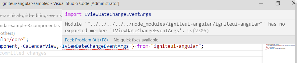 IViewDateChangeEventArgs interface is not exported · Issue #8322 · IgniteUI/igniteui-angular ...
