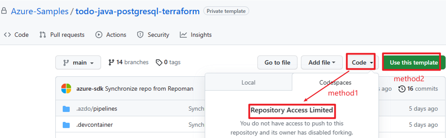 Azd Init Failed For Todo Java Postgresql Terraform On Codespace