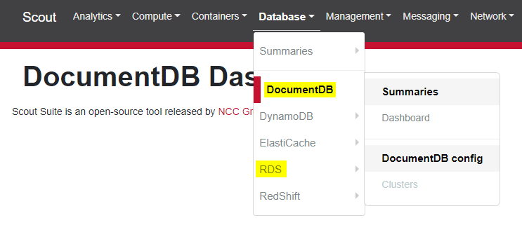 Wrong classification of DocumentDB in the report · Issue #1172 · nccgroup/ScoutSuite · GitHub