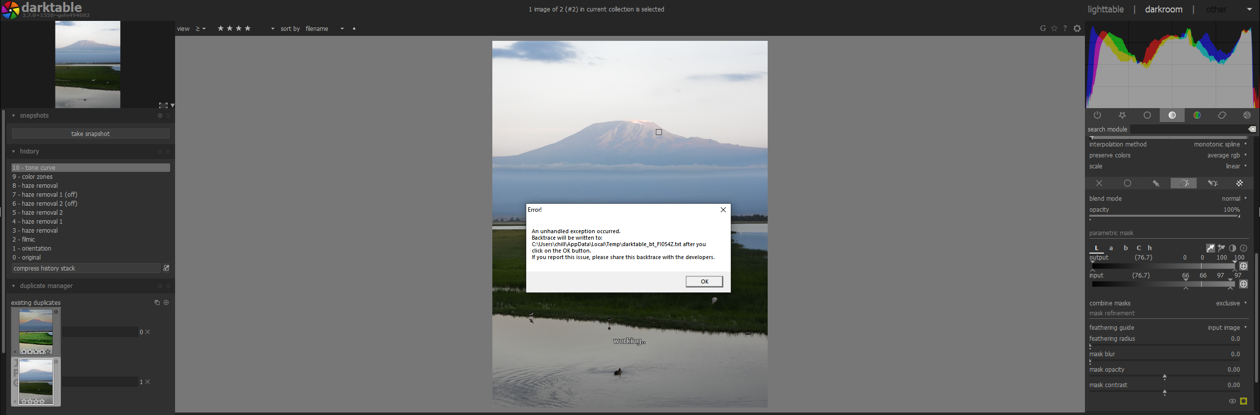 Darktable Crash while using ColorZone with exception log · Issue #2808 · darktable-org/darktable ...