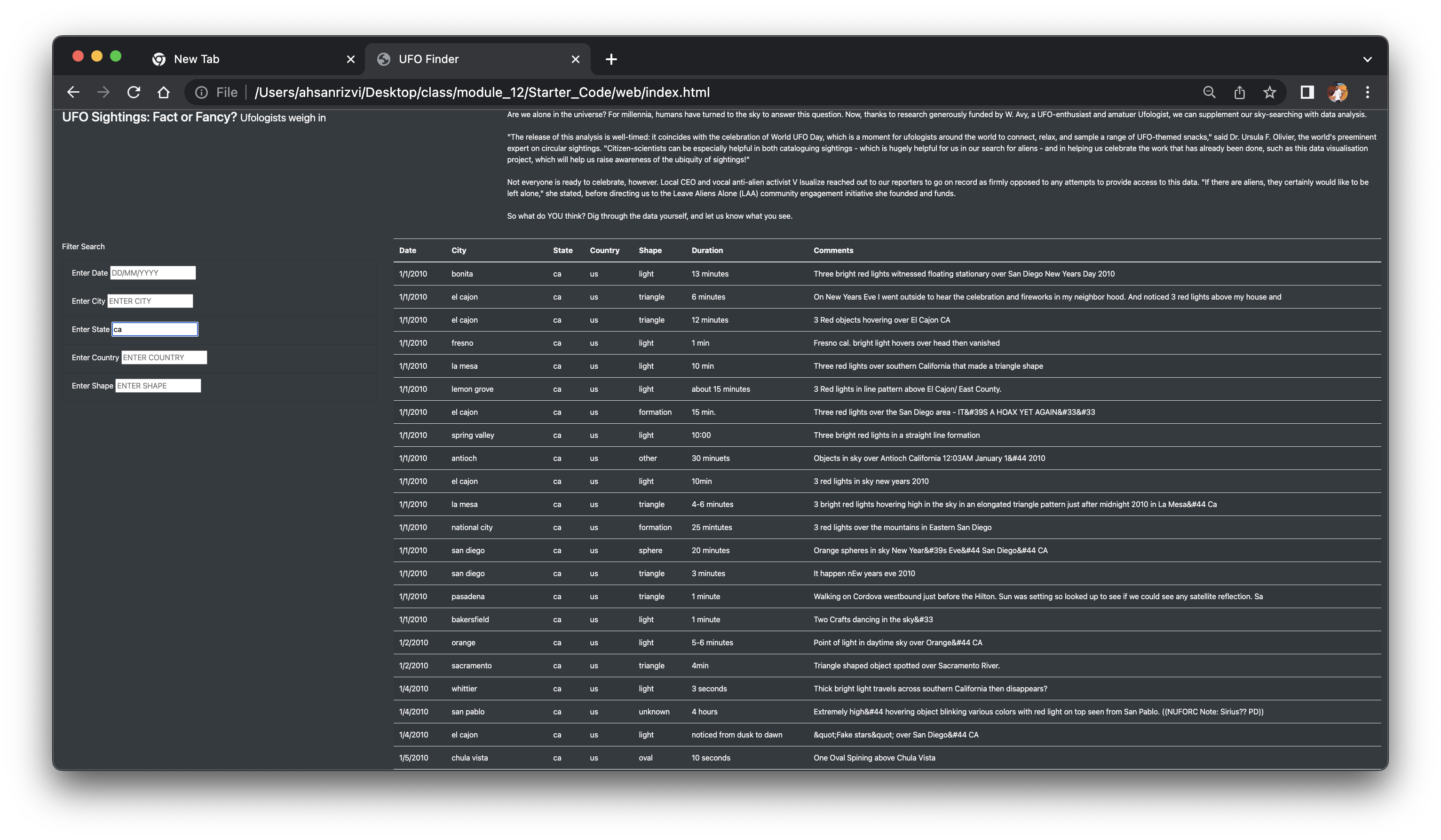 GitHub - AreejFatima95/UFOs