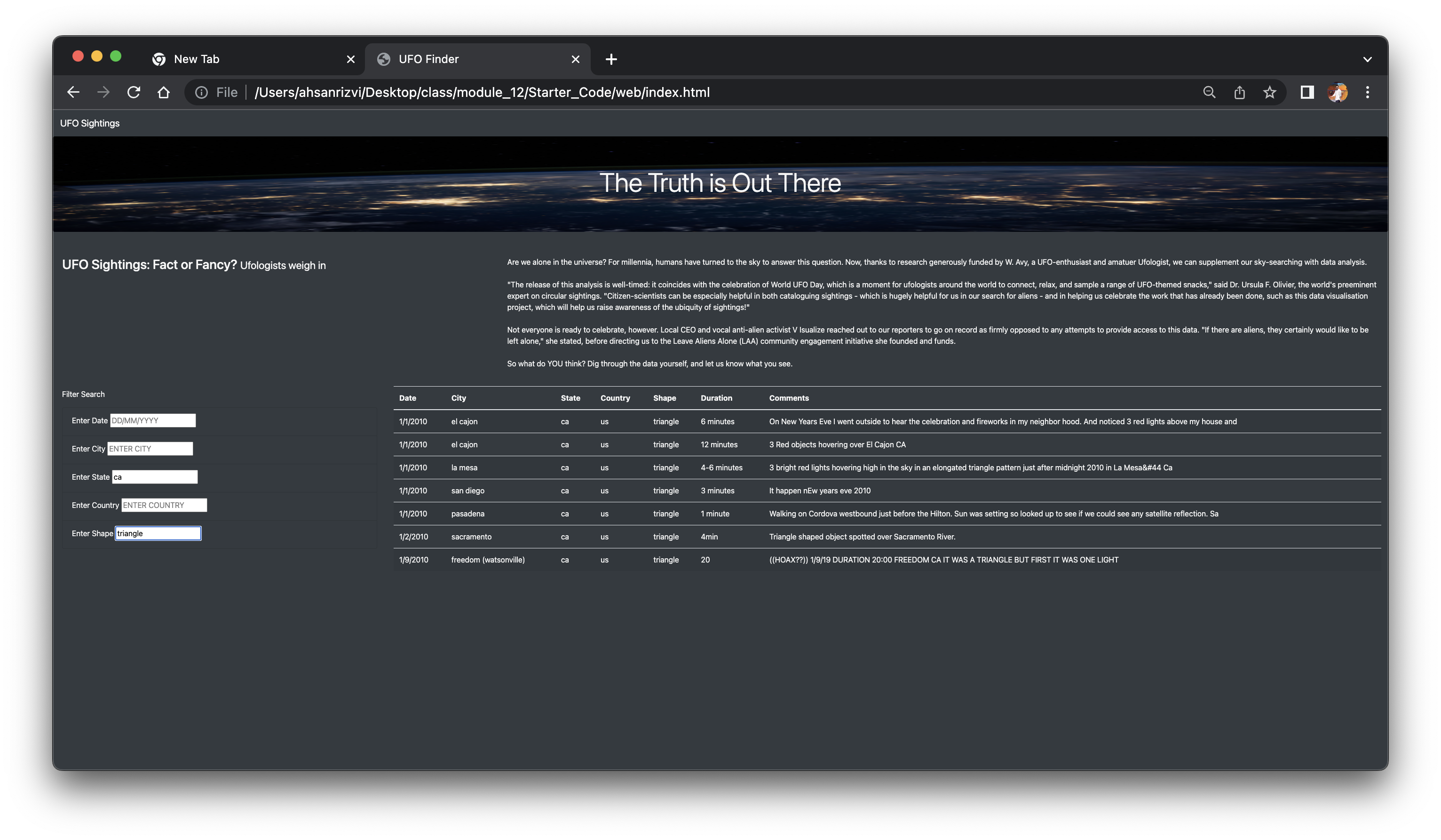 GitHub - AreejFatima95/UFOs