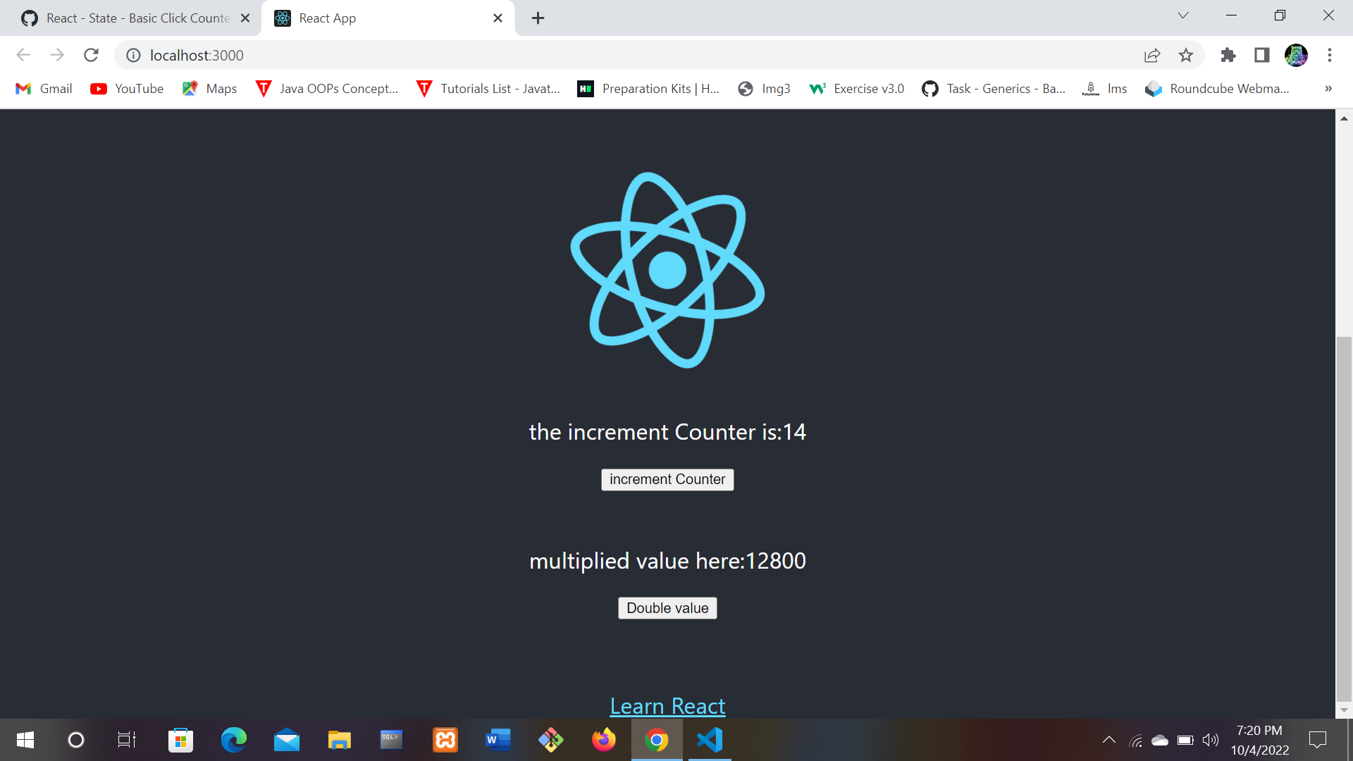 React State Basic Click Counter And Value Doubler · Akash Coded Mern · Discussion 95 · Github 2706