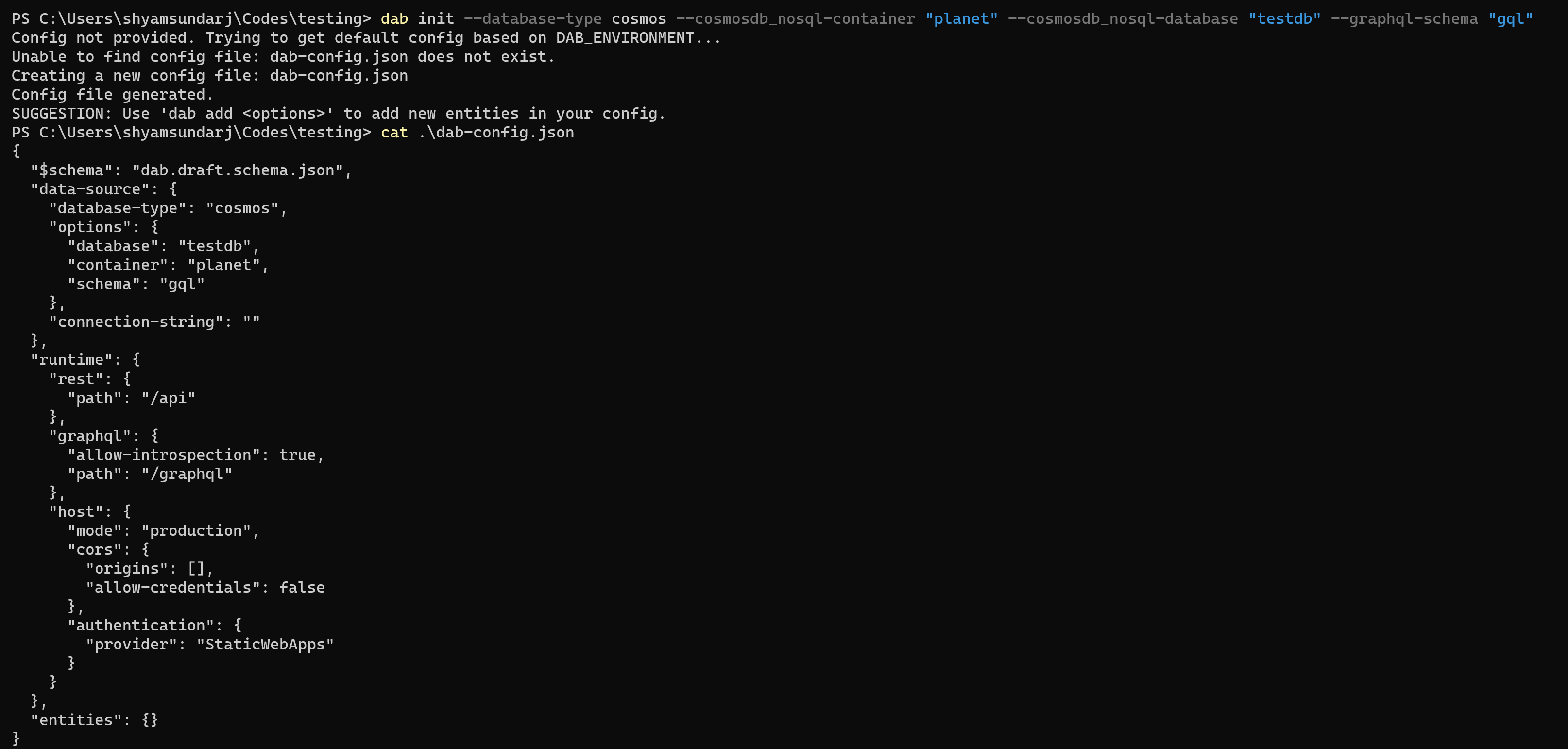 Dab Cli Cli And Engine Should Not Support The Database Type Cosmos Instead It Should Support