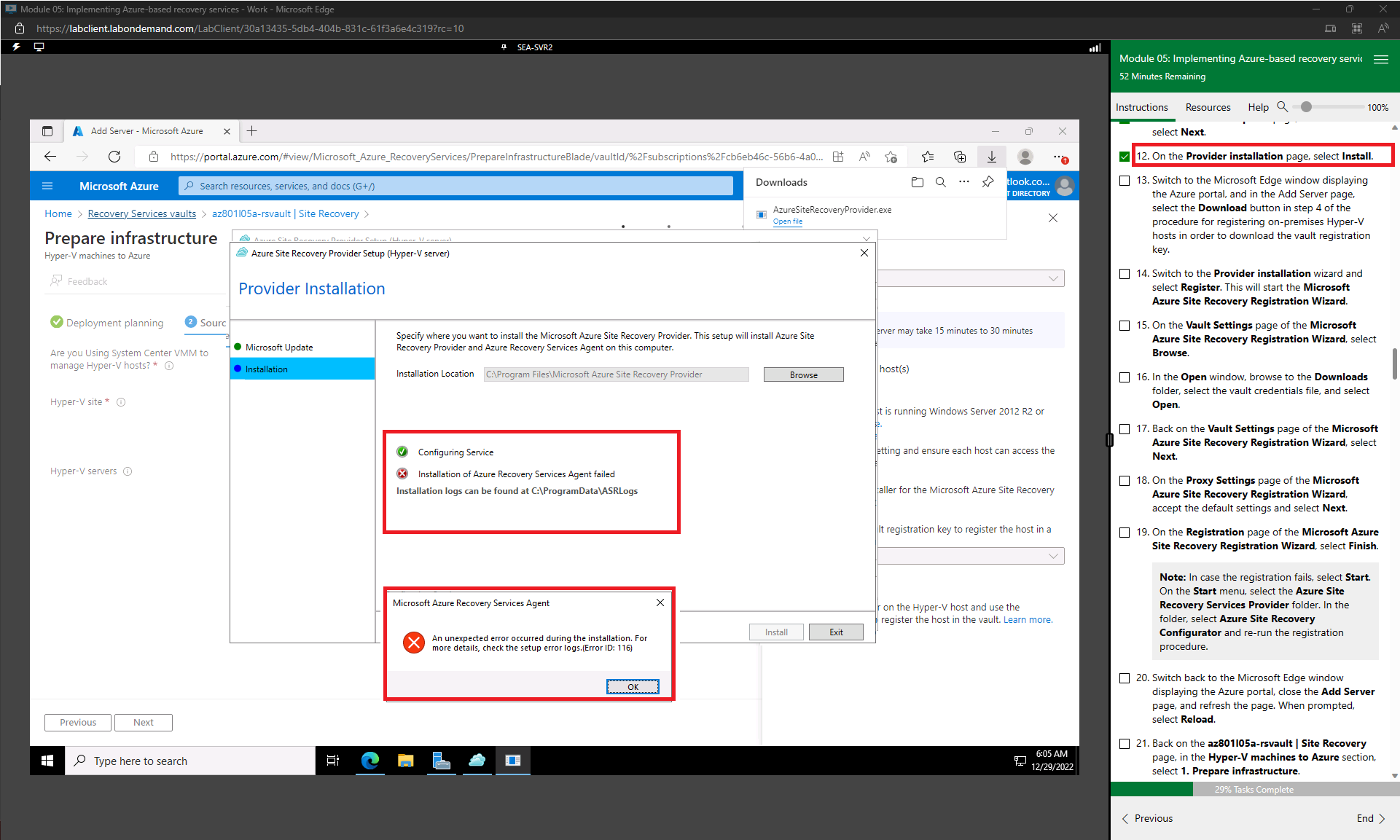 Lab 05 - Mars agent installation verification failed · Issue #34 · MicrosoftLearning/AZ-801 ...