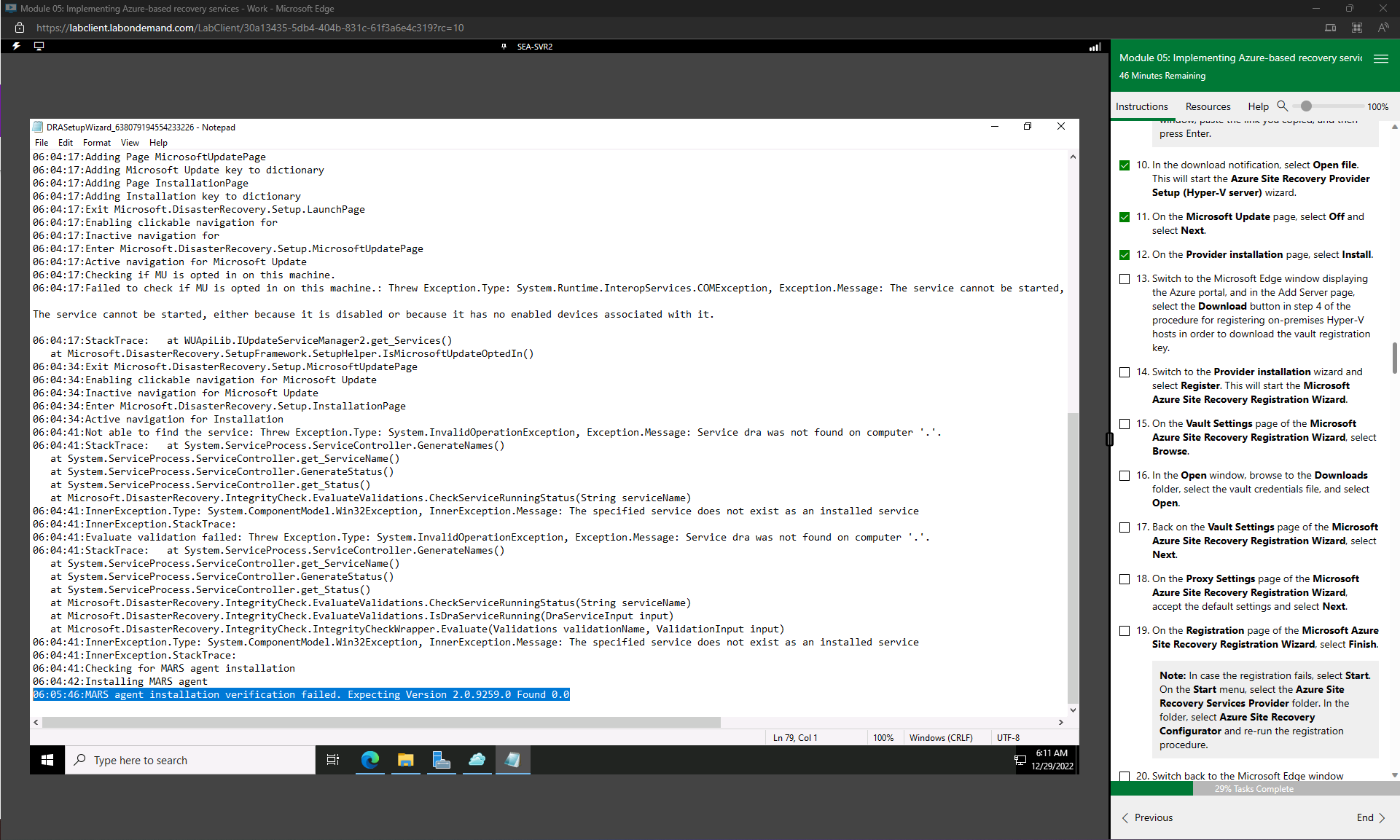 Lab 05 - Mars agent installation verification failed · Issue #34 · MicrosoftLearning/AZ-801 ...