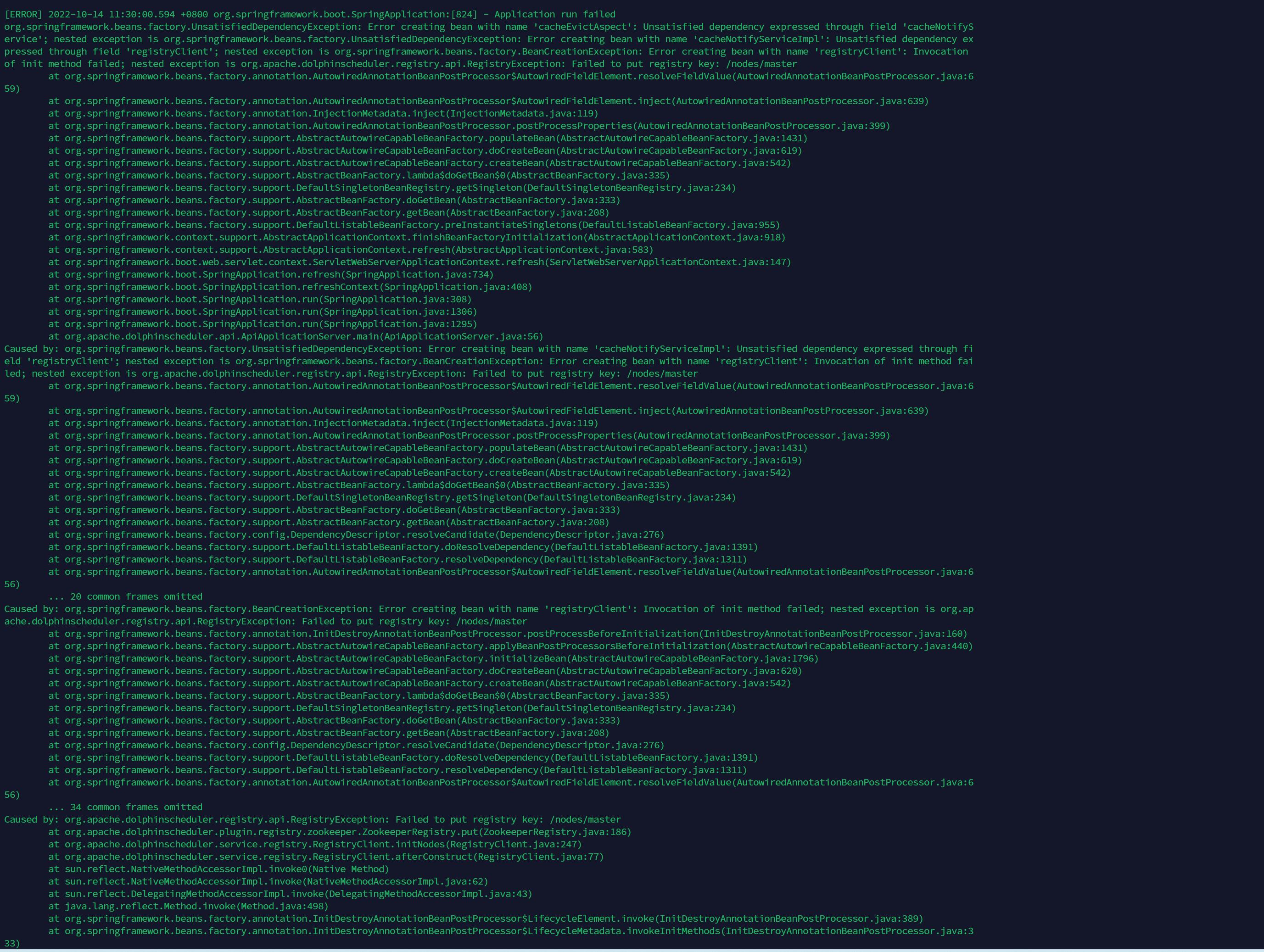 Bug Failed To Start Dolphinscheduler Service Failed To Start Master Server Worker Server 