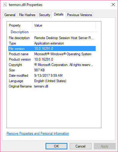 Add support for termsrv.dll version 10.0.16291.0 · Issue #312 ...