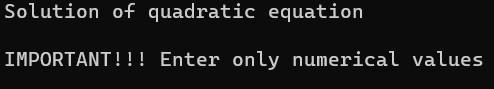 GitHub - SoulGoodman54/QUADRATIC-EQUATION: SOLUTION OF QUADRATIC EQUATION