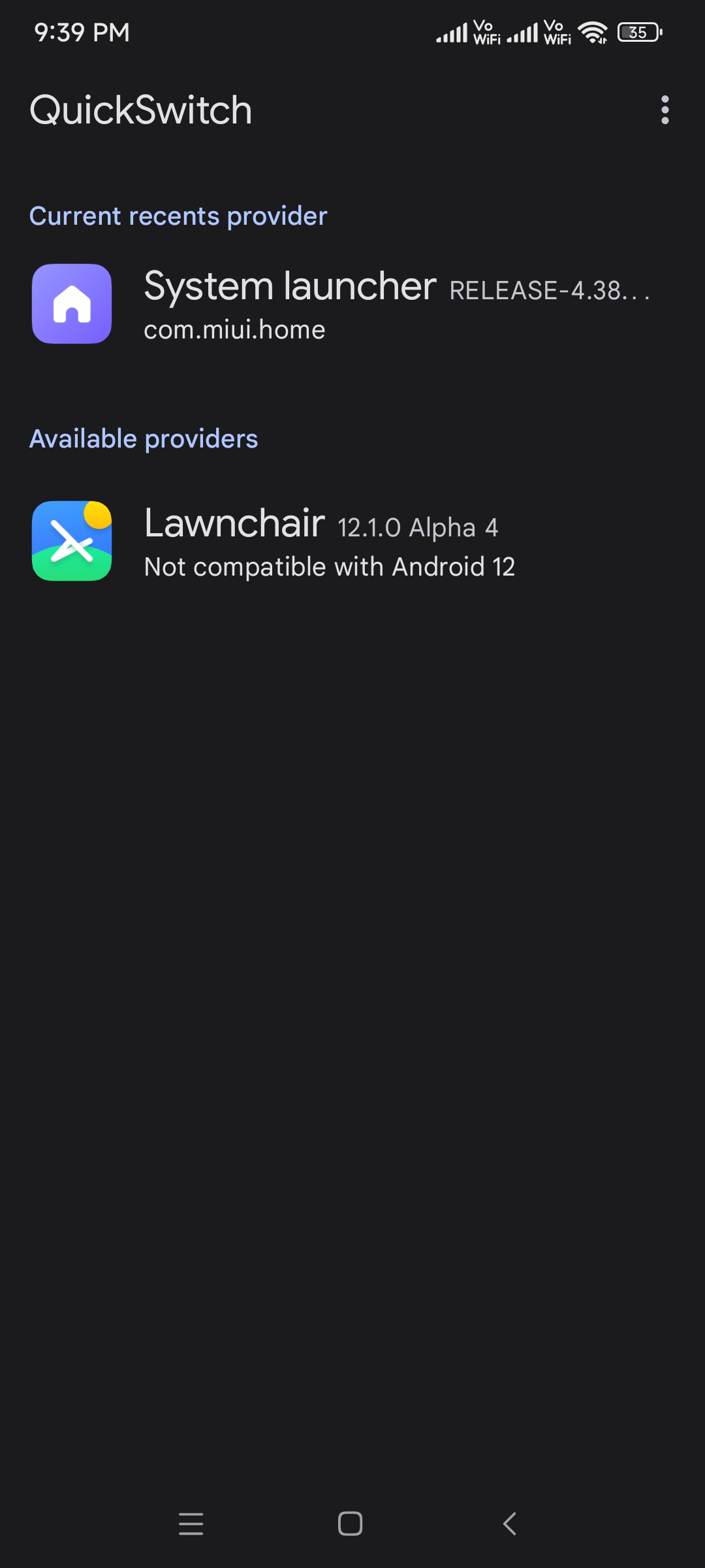 Lawnchair being non-compatible with quickswitch module on Android 12 ...