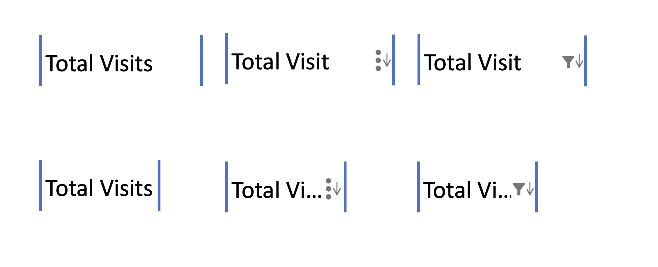[question]: Column header icon consolidation (sort, filter, menu ...