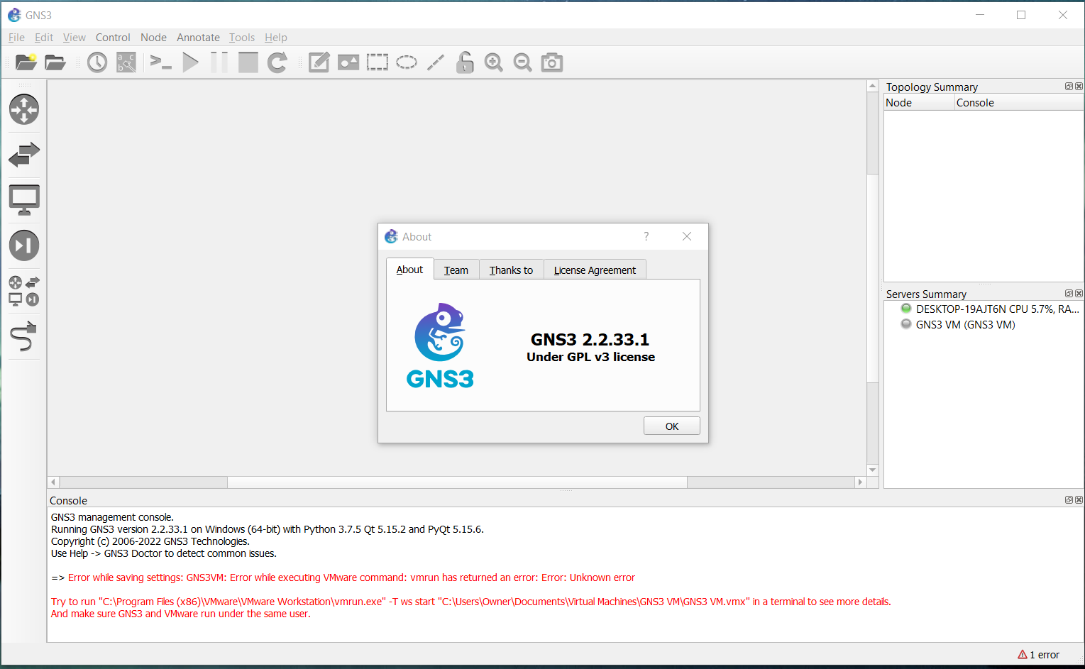 GNS3 VM fails to start · Issue #3376 · GNS3/gns3-gui · GitHub