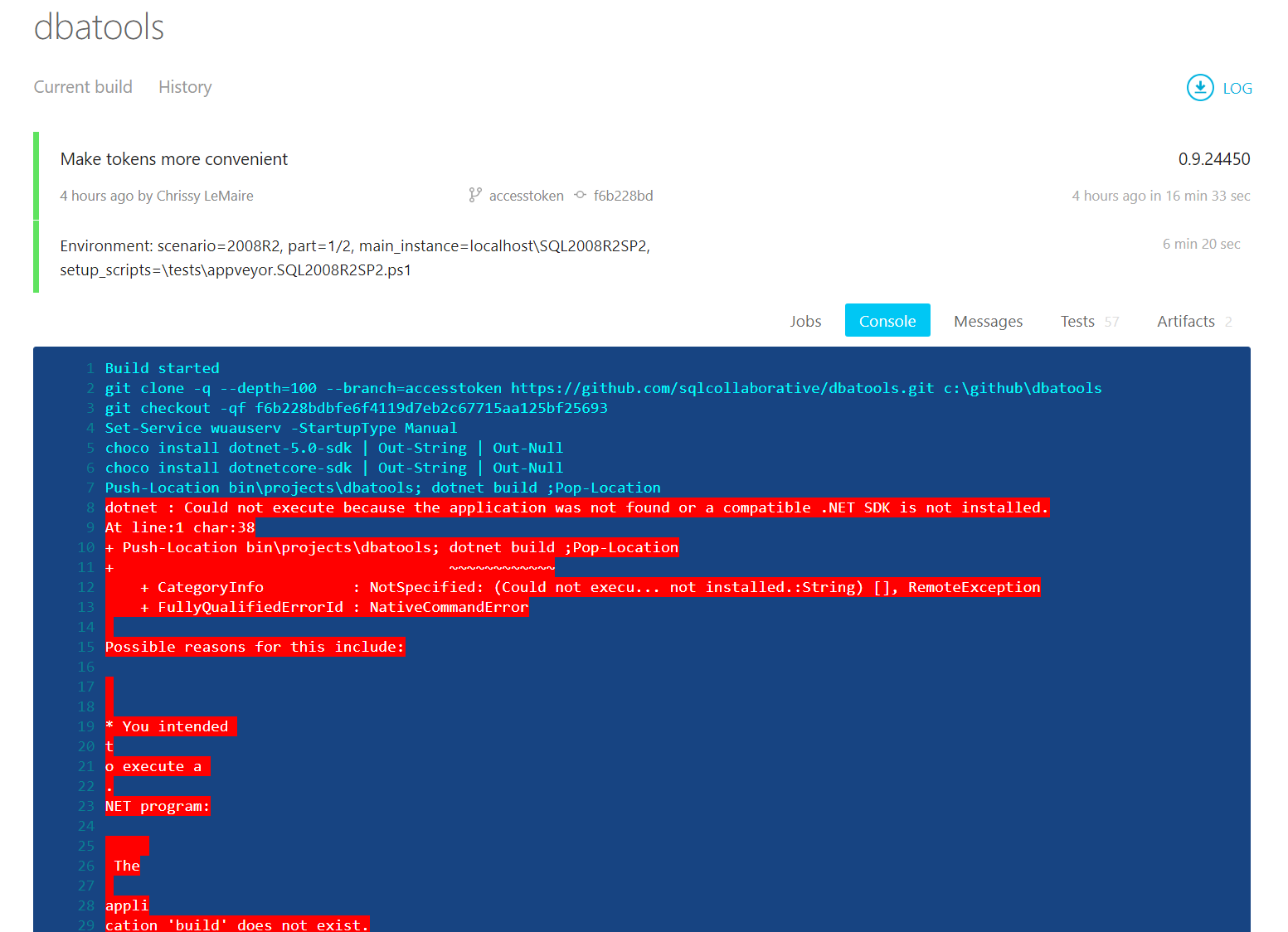 Appveyor build changes · Issue #7867 · dataplat/dbatools · GitHub