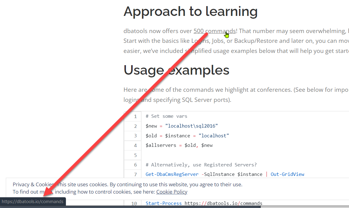 Website has broken link for function list · Issue #8039 · dataplat/dbatools · GitHub