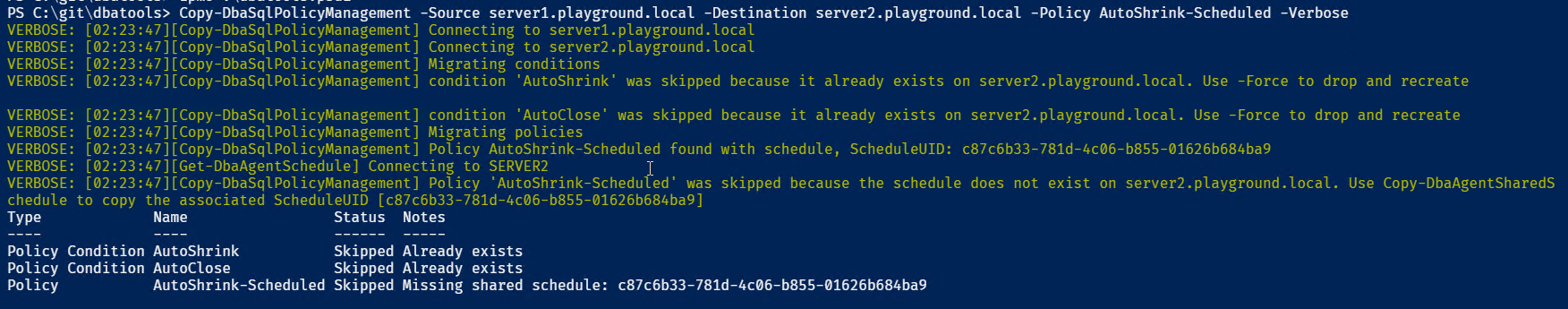Copy-DbaSqlPolicyManagement - Does not validate job schedule exist · Issue #1546 · dataplat ...