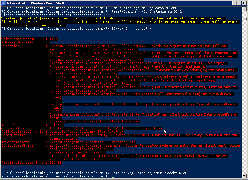 [Bug] Reset-DbaAdmin support on Window Server 2008 R2 · Issue #6023 · dataplat/dbatools · GitHub