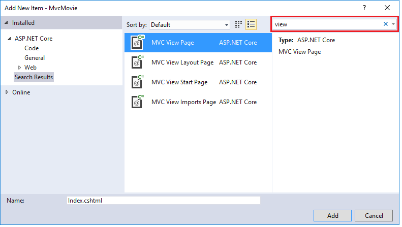MVC View creation change in VS 2019 · Issue #18068 · dotnet/AspNetCore.Docs · GitHub