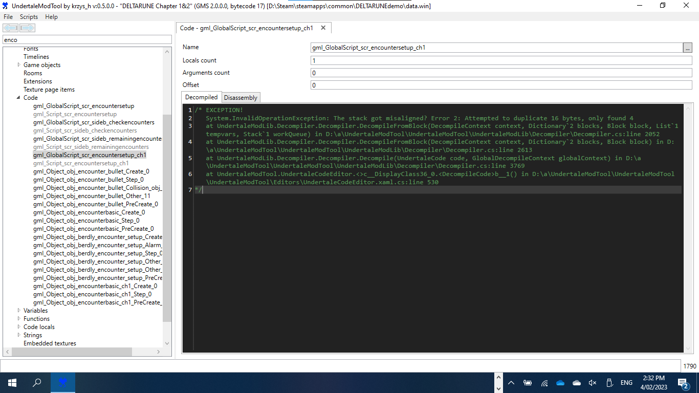not compiling code for deltarune · Issue #1165 · UnderminersTeam/UndertaleModTool · GitHub