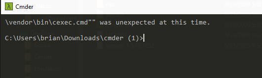 \Cmder\vendor\bin\cexec.cmd"" was unexpected at this time. · Issue #2377 · cmderdev/cmder · GitHub