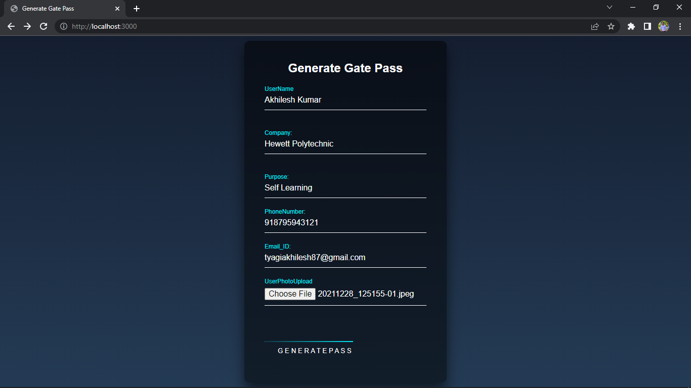GitHub - TyagiAkhilesh87/GatePassIDGenerator: GatePass Id Generator In PDF file With QR and User ...