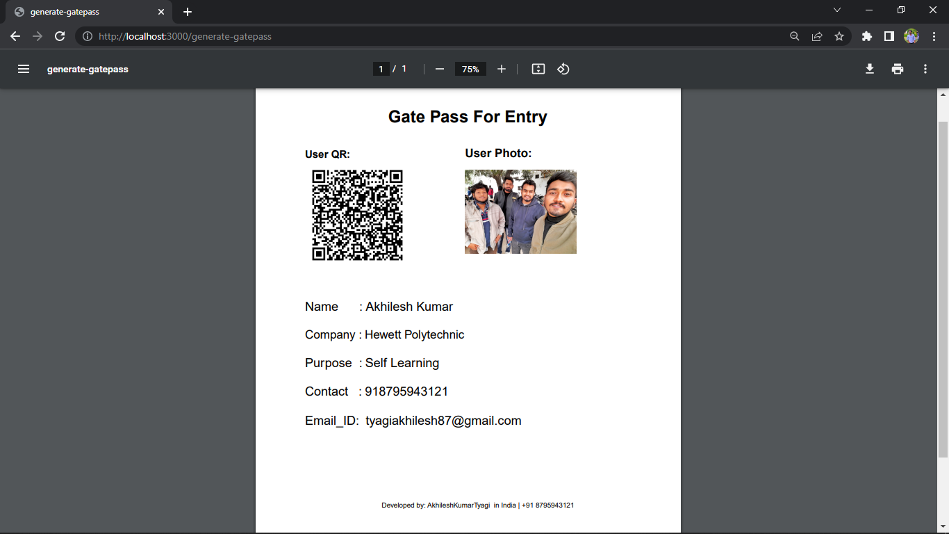 GitHub - TyagiAkhilesh87/GatePassIDGenerator: GatePass Id Generator In PDF file With QR and User ...