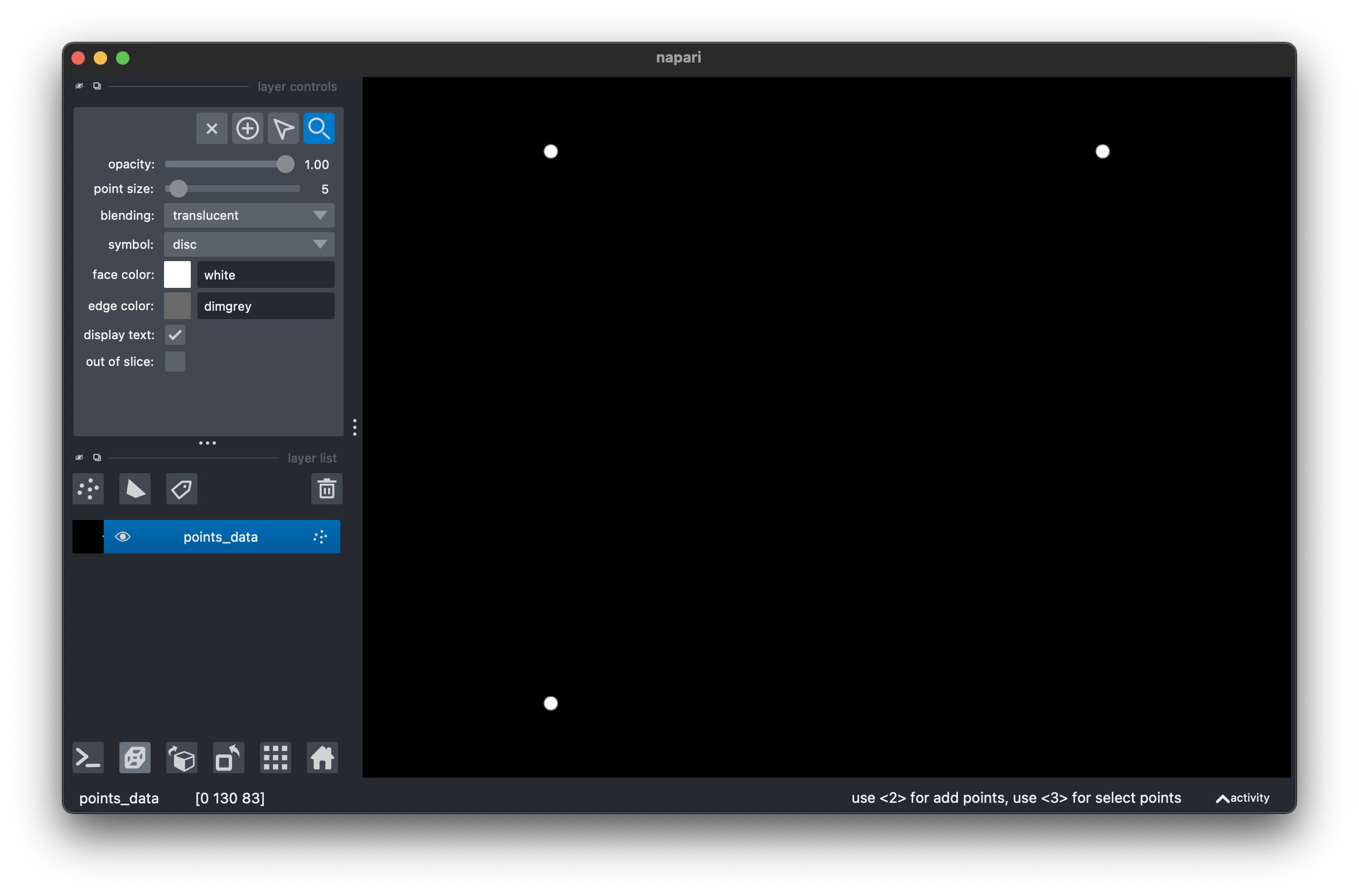 interactively position points - napari-threedee