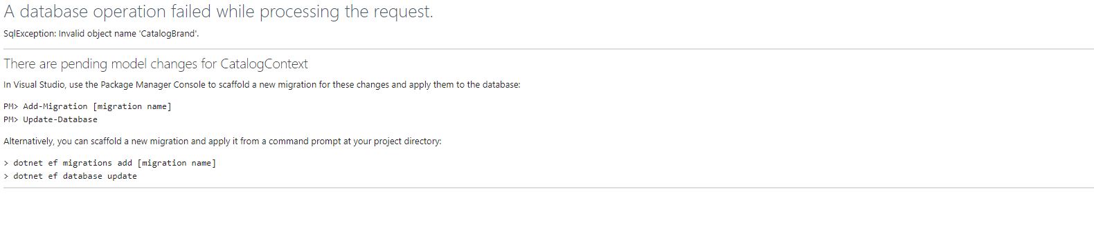 DB Migration Problem · Issue #297 · dotnet-architecture/eShopOnWeb · GitHub