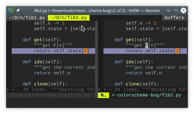 Background color of changed lines in vimdiff mode using "apprentice" and other colorscheme does ...