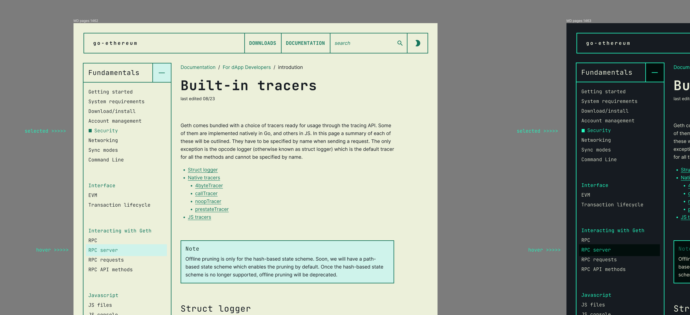 Desing Update Add Selected And Hover To Left Navigation · Issue 115