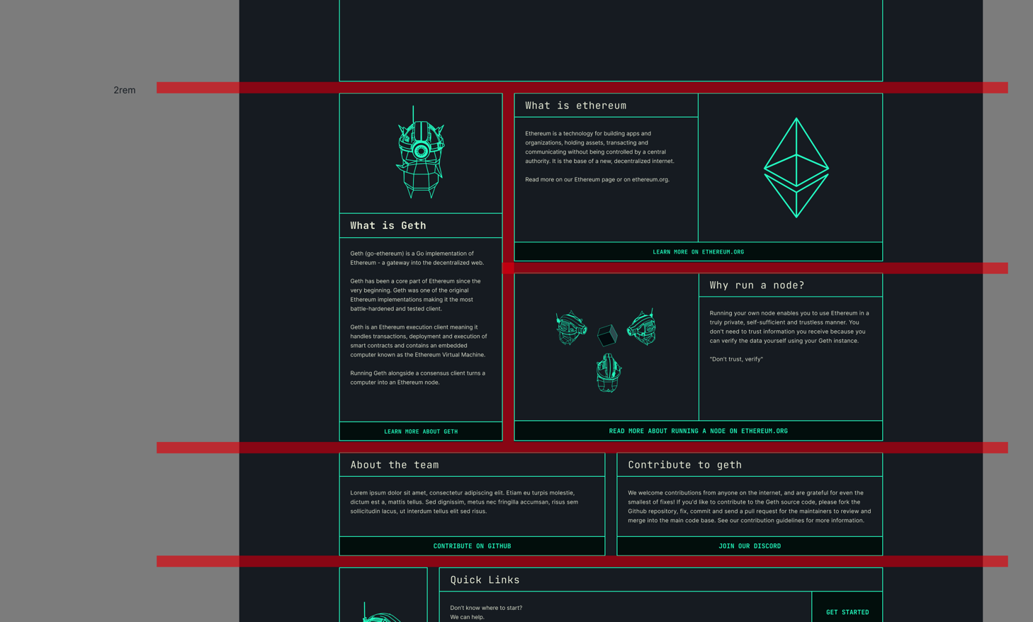 [DESIGN BUG] spacing of the boxes should be 2rem in desktop · Issue #161 · ethereum/geth-website ...