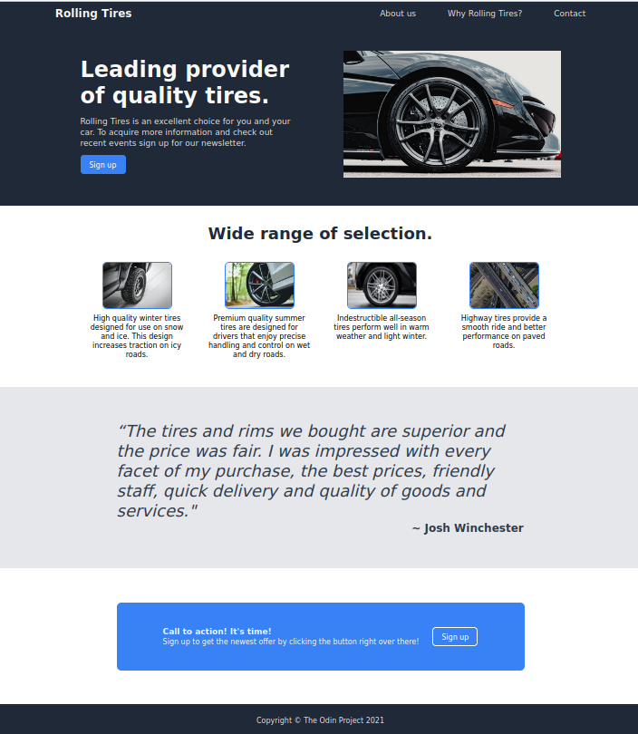 GitHub - KawalaE/Landing-page: A project of a tire company landing page using HTML and CSS.