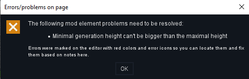 minimum creation height shows error if wol it is set smaller · Issue #3556 · MCreator/MCreator ...