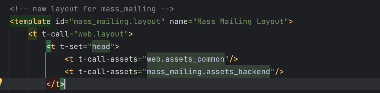 t-call-assets is mistakenly injected as Python fragment · Issue #132 · odoo-ide/pycharm-odoo ...