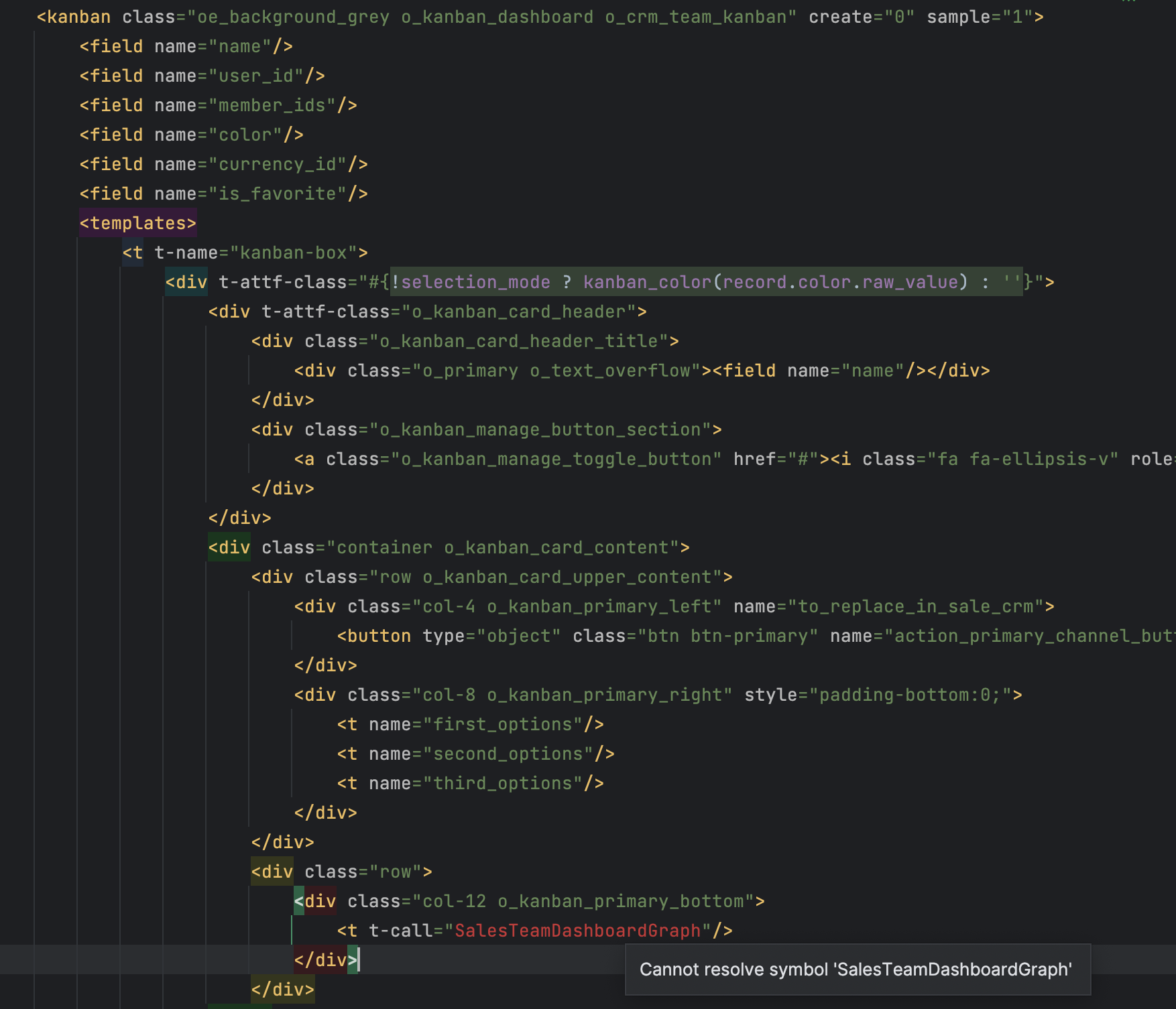 Unresolved template reference in kanban view · Issue #136 · odoo-ide/pycharm-odoo · GitHub