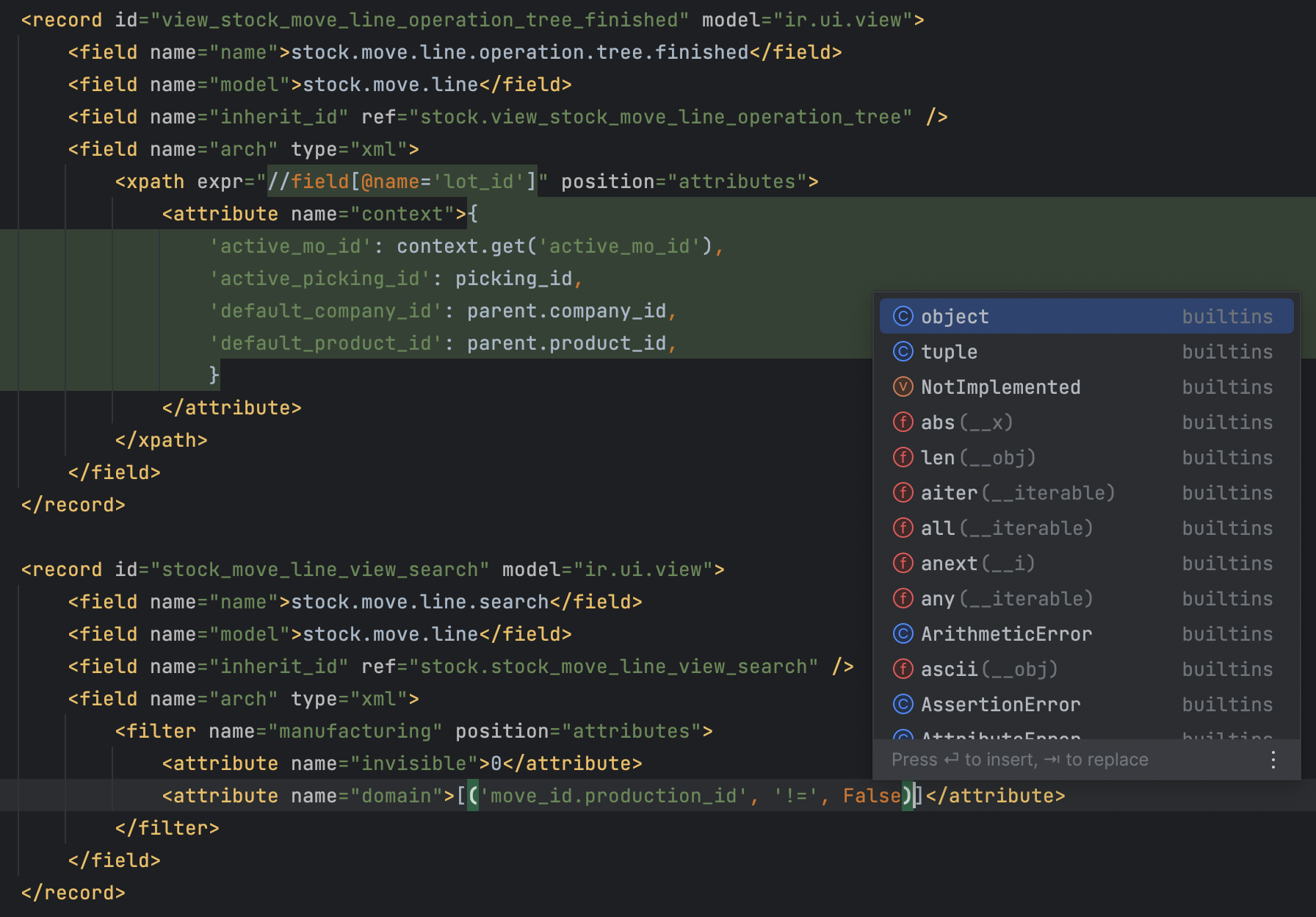 Support eval context provider for attribute inheritance · Issue #158 · odoo-ide/pycharm-odoo ...