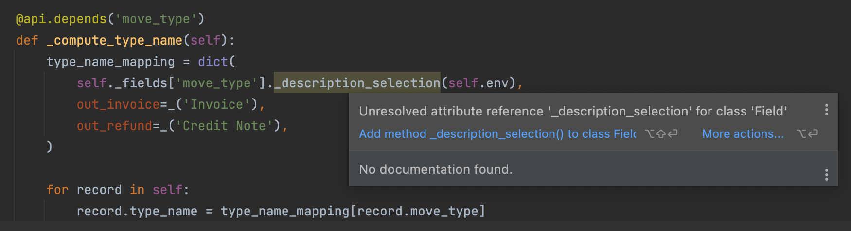 Support Field Reference And Type Inference For Model Fields[ ] · Issue 206 · Odoo Ide