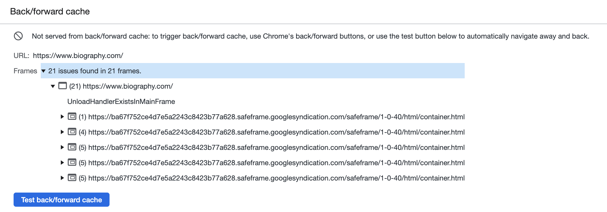bfcache audit passes in HTTP Archive but fails locally · Issue #14965 · GoogleChrome/lighthouse ...