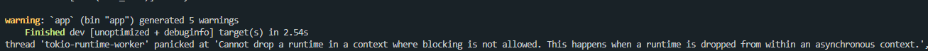 Bug Thread Tokio Runtime Worker Panicked At Cannot Drop A Runtime In A Context Where