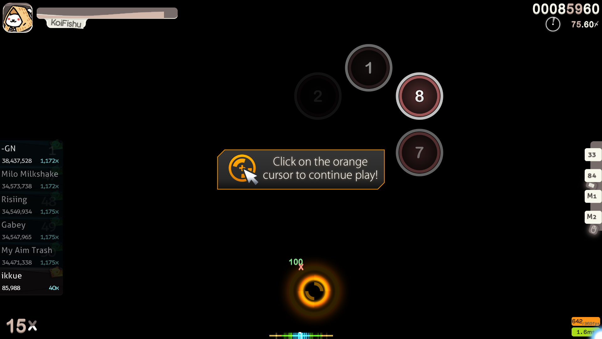 In-game leaderboard should display max combo achieved instead of ...