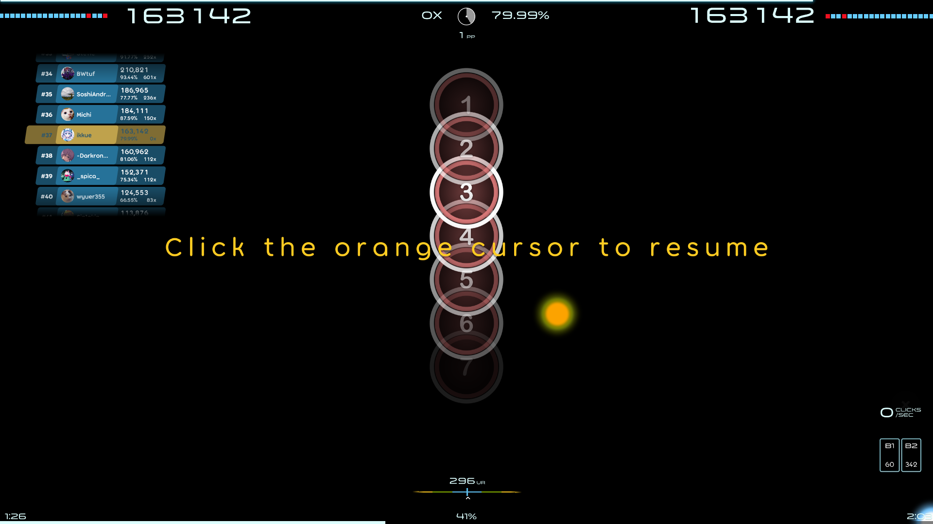 In-game leaderboard should display max combo achieved instead of ...