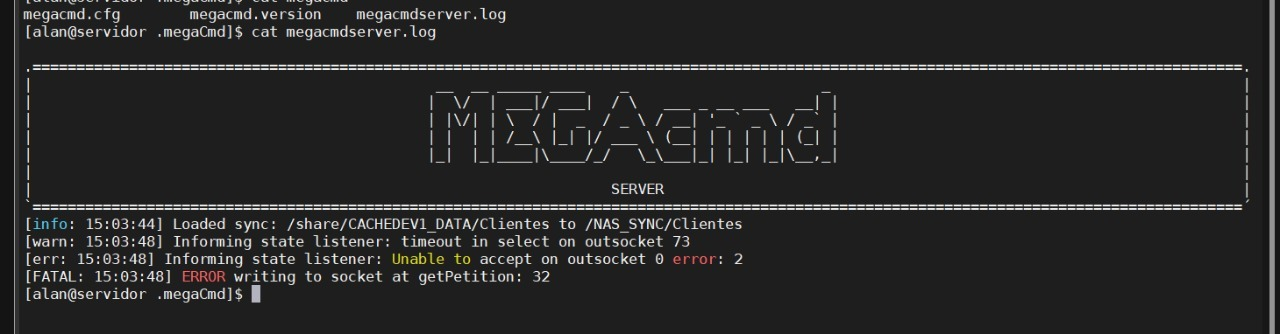 Sync stops and then: timeout in select on outsocket 73 · Issue #708 · meganz/MEGAcmd · GitHub