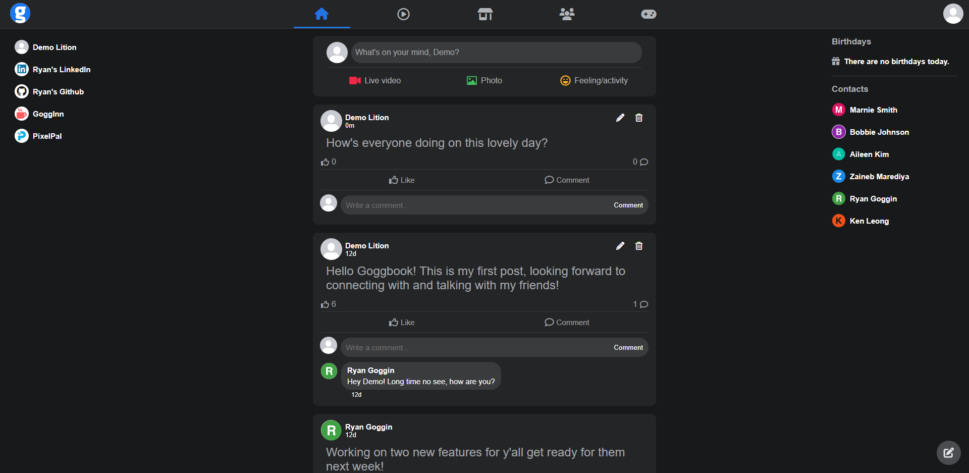 GitHub - ryangoggin/Goggbook: Fullstack project (Flask backend/React frontend) that is a ...