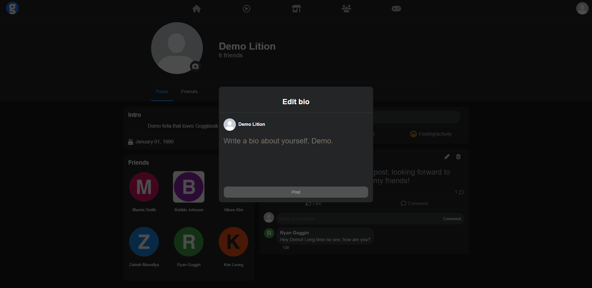 GitHub - ryangoggin/Goggbook: Fullstack project (Flask backend/React frontend) that is a ...