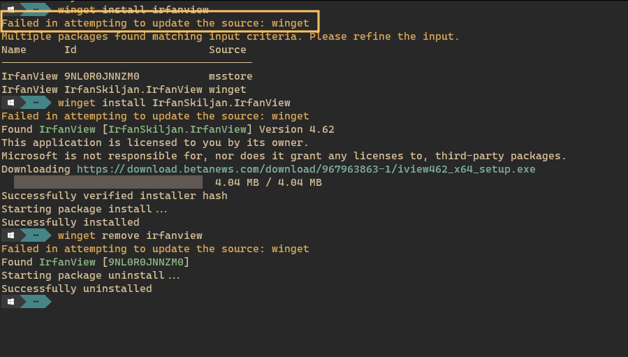 Failed In Attempting To Update The Source Winget Ltsc · Issue 3692 · Microsoftwinget Cli