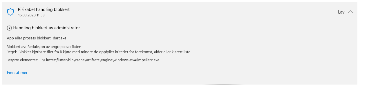 Windows Antivirus Reports Malicius Impellerc Exe And Blocks Dart Exe · Issue 122797 · Flutter