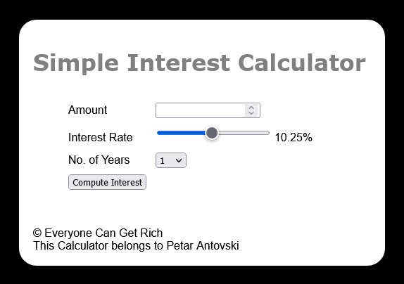 GitHub - petar-antovski/Simple-Interest-Calculator: Simple Interest Calculator