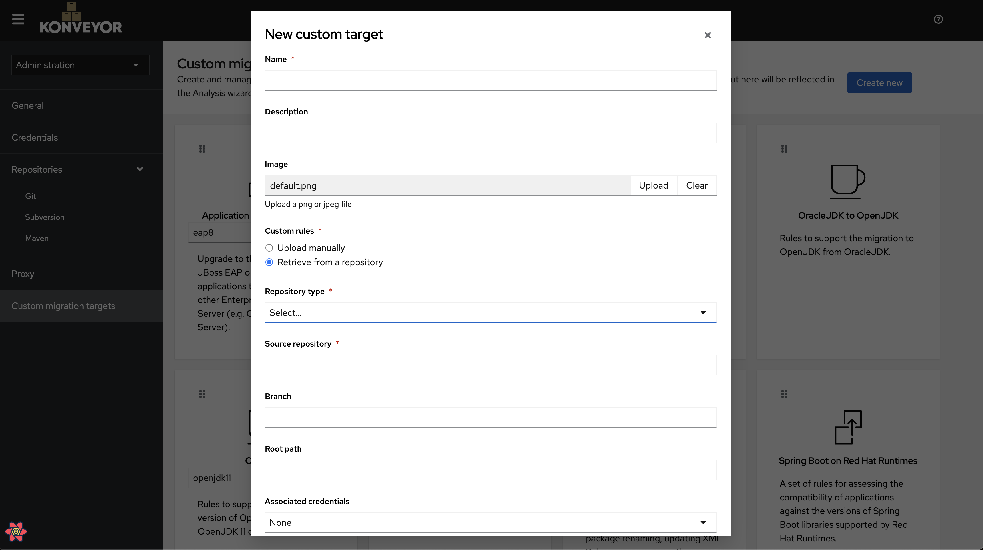Default to git repository for custom rule file repository upload · Issue #777 · konveyor/tackle2 ...