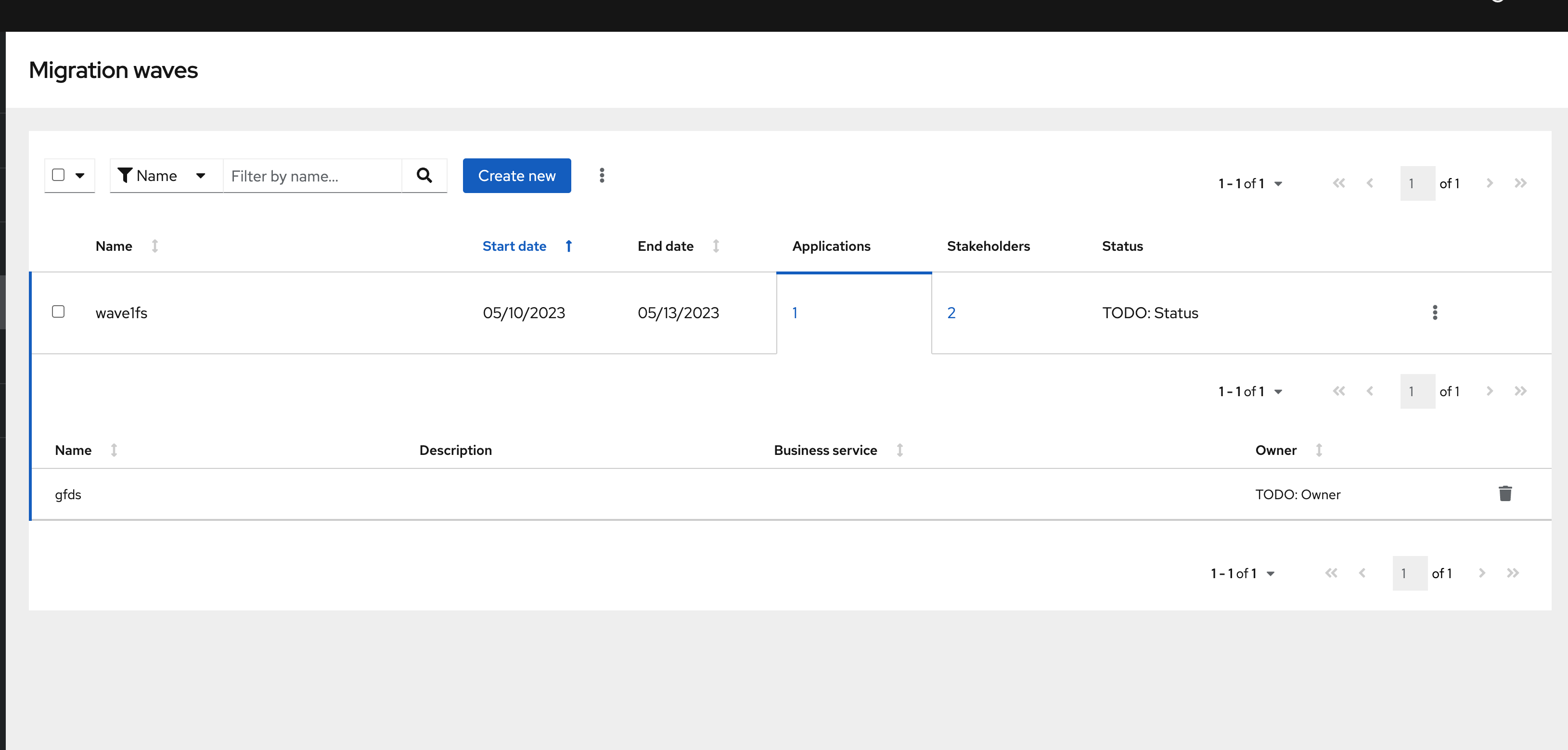 Finish migration waves application table · Issue #875 · konveyor/tackle2-ui · GitHub