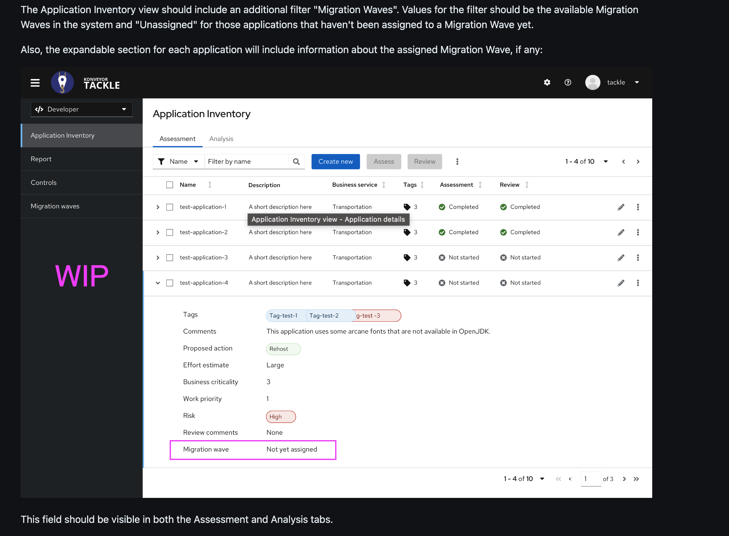 Update application drawer with migration wave status · Issue #877 · konveyor/tackle2-ui · GitHub